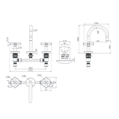 Cross Tap Basin Set - Brushed Gold – The Tapware Outlet