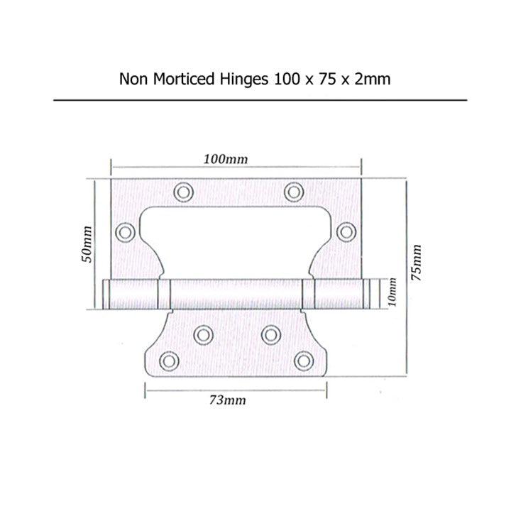 Brass Finish Non Morticed Door Hinges (pair) - 100 x 75 x 2mm – The ...