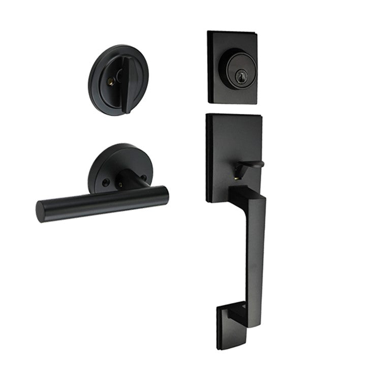 Matt Black Architectural Lever Pull with Deadbolt - Lachlan Series ...