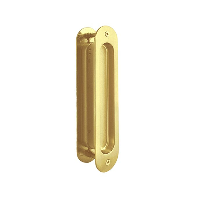 Brushed Gold Oval Sliding Flush Pulls (Pair) - 180mm x 38mm – The ...