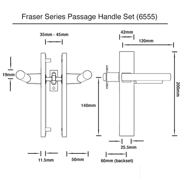 Matt Black Door Passage Lever Set - Fraser Series – The Tapware Outlet