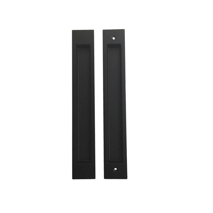 Large Matt Black Rectangle Sliding Flush Pulls (Pair) - 250mm x 38mm ...