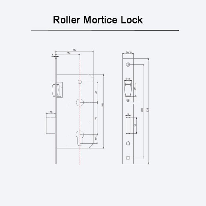 Mortice Lock with an adjustable Roller - Matt Black Finish – The ...