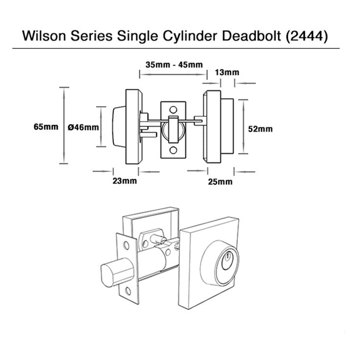 Matt Black Single Cylinder Deadbolt Set (2444MB) - Wilson Series – The ...